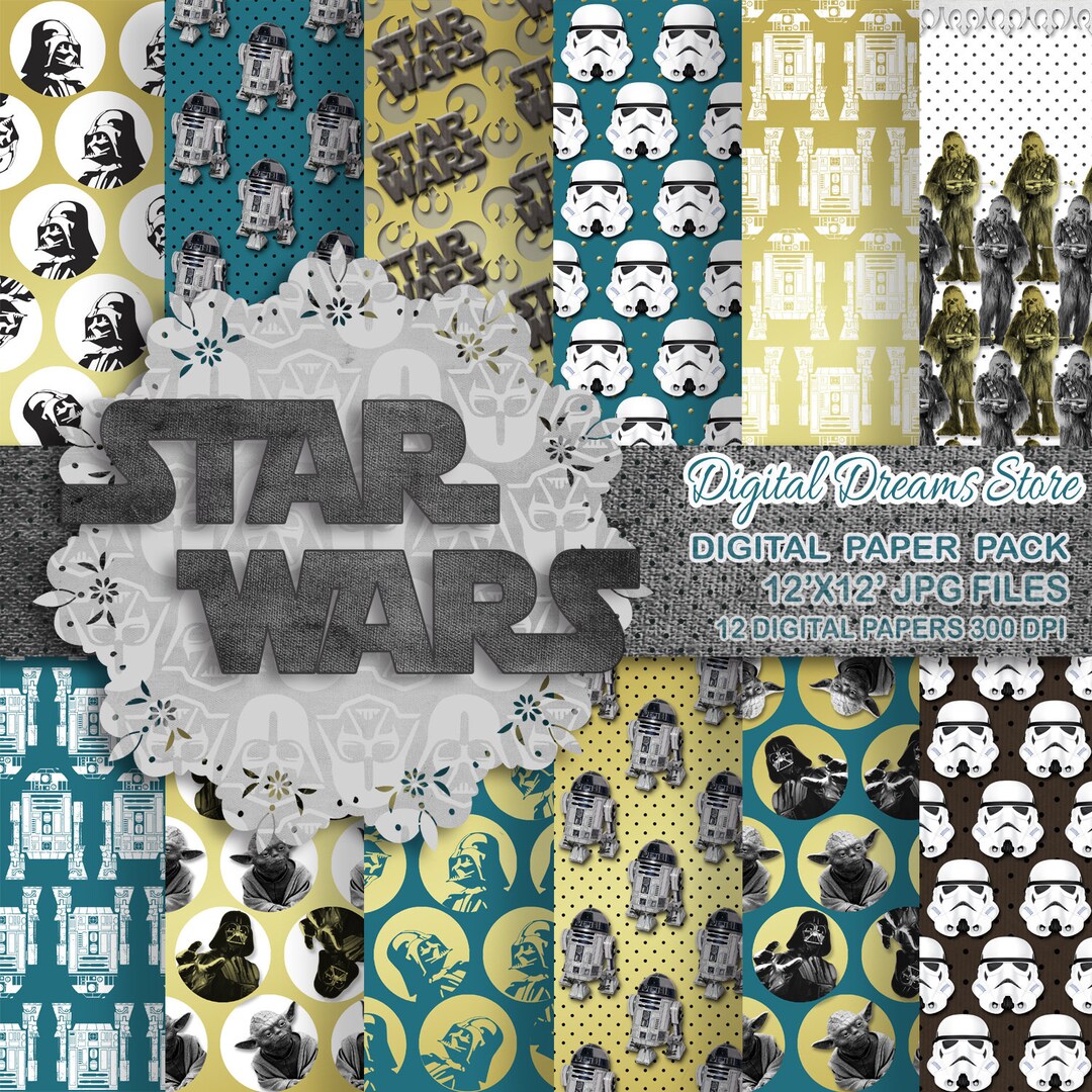 Star Wars Paper: "star Wars" Digital Paper Patterns, Scrapbooking Paper ...