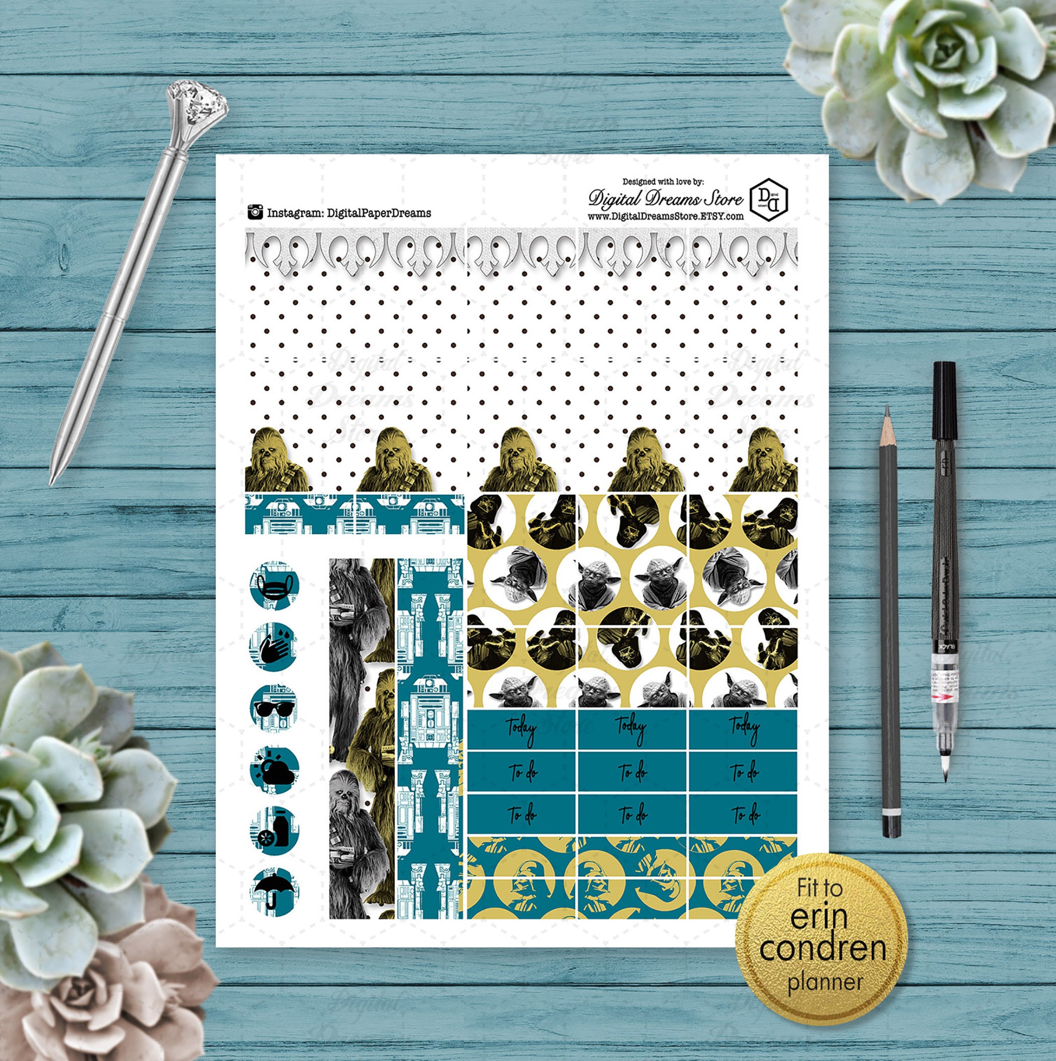 Printable STAR WARS Weekly Sticker Kit Star Wars Planner - Etsy