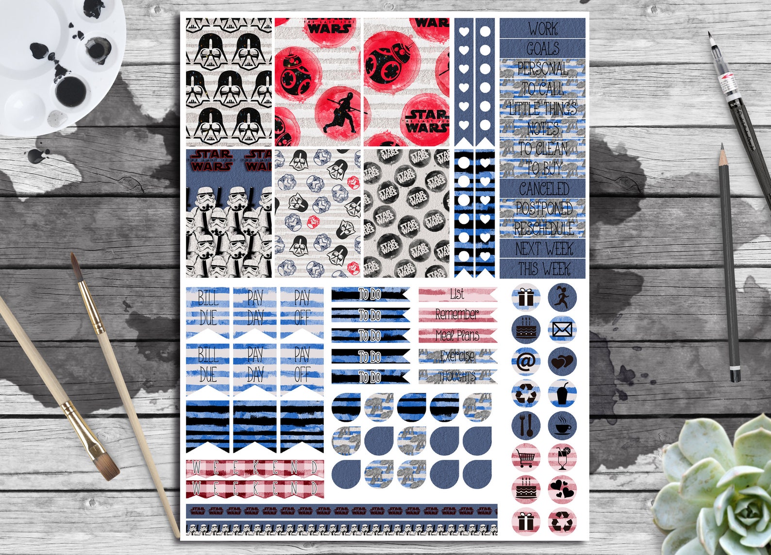 Printable Stickers: "star Wars" Planner Star Wars - Star Wars Stickers ...