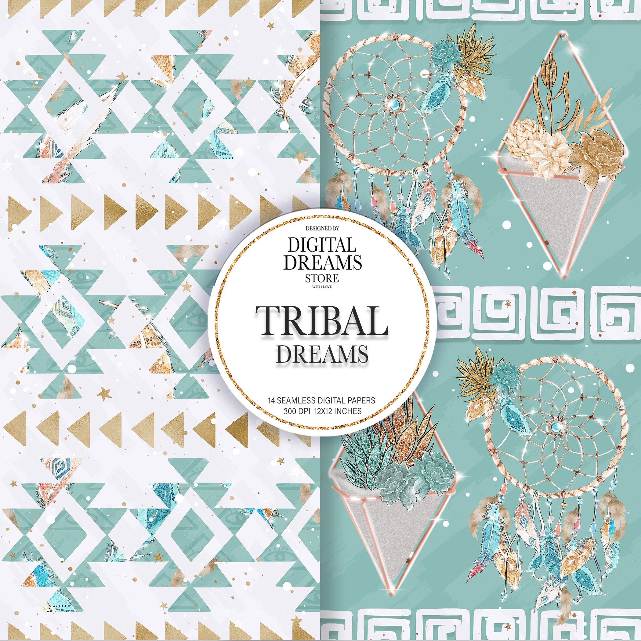 Boho Paper Pack Tribal Digital Boho Chic Wallpaper Native Boho Fashion ...