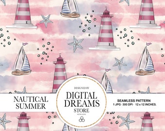 Nautical Summer Digital Paper, Chic Sea,underwater Ocean,sailor ...