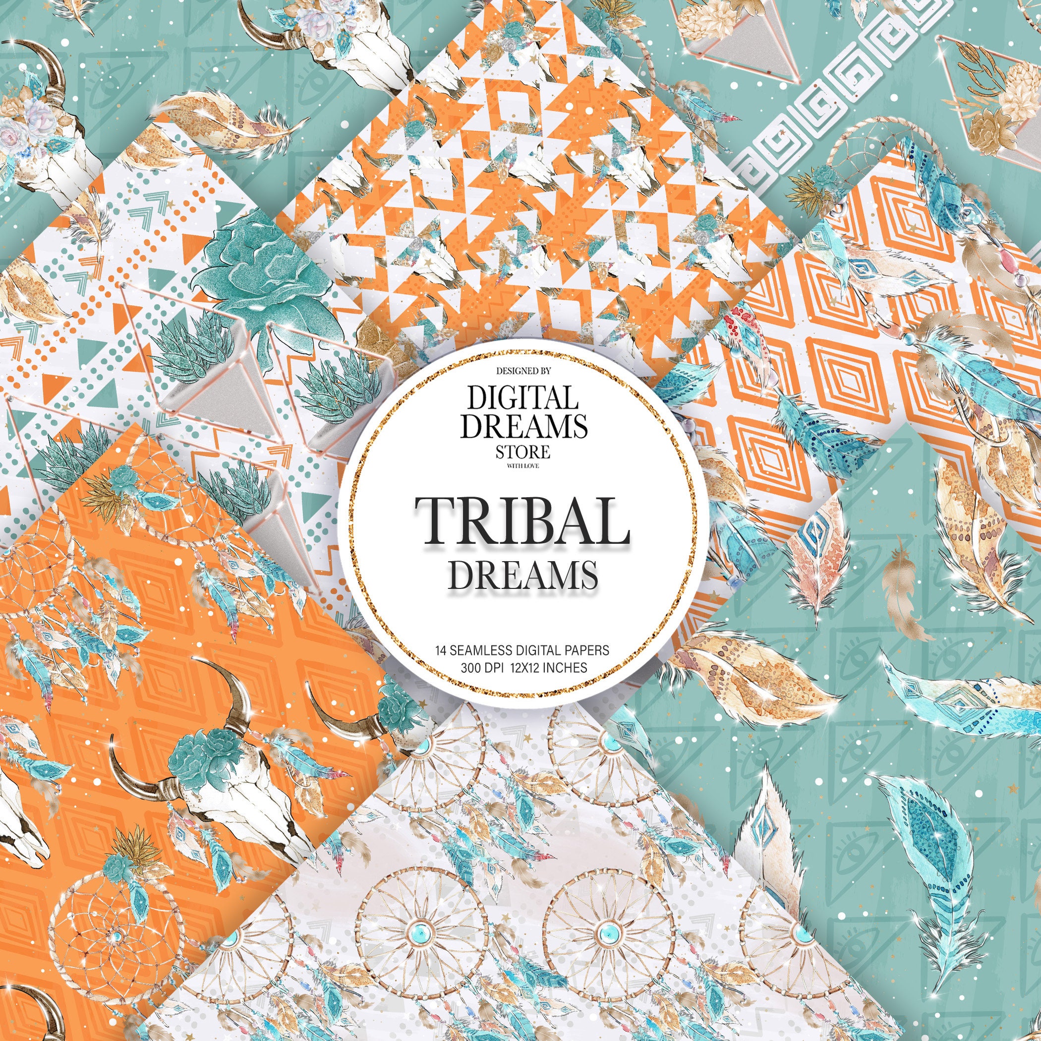 Boho Paper Pack Tribal Digital Boho Chic Wallpaper Native Boho Fashion ...