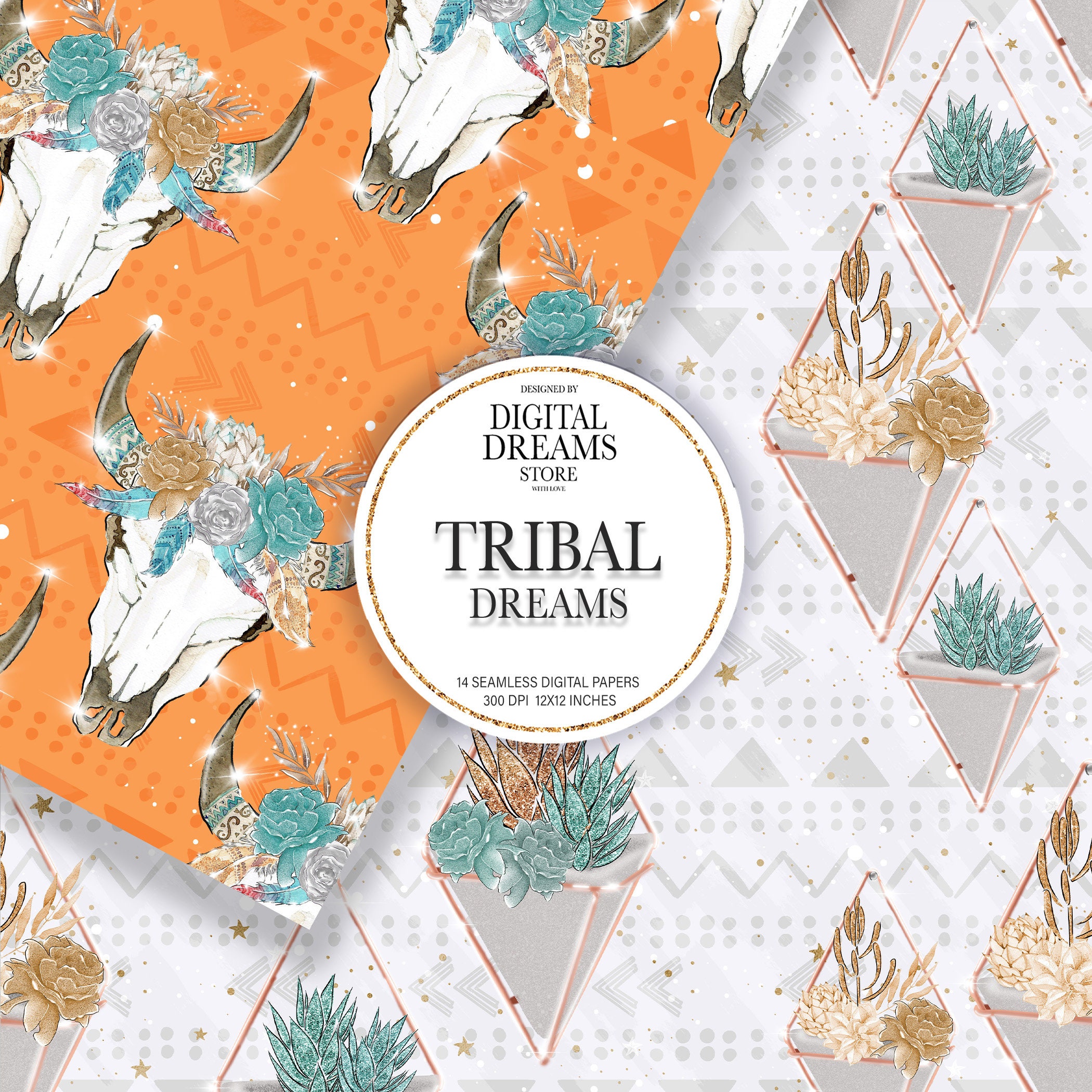 Boho Paper Pack Tribal Digital Boho Chic Wallpaper Native Boho Fashion ...