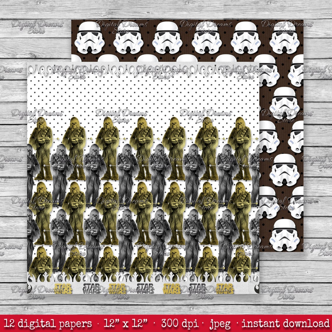 Star Wars Paper: "star Wars" Digital Paper Patterns, Scrapbooking Paper ...