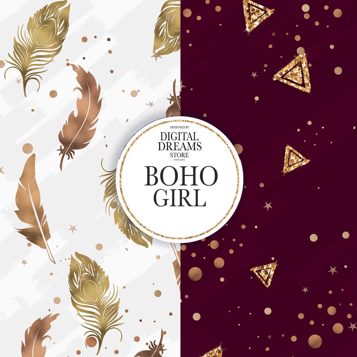Boho Paper Pack Tribal Digital Boho Chic Wallpaper Native Boho Fashion ...