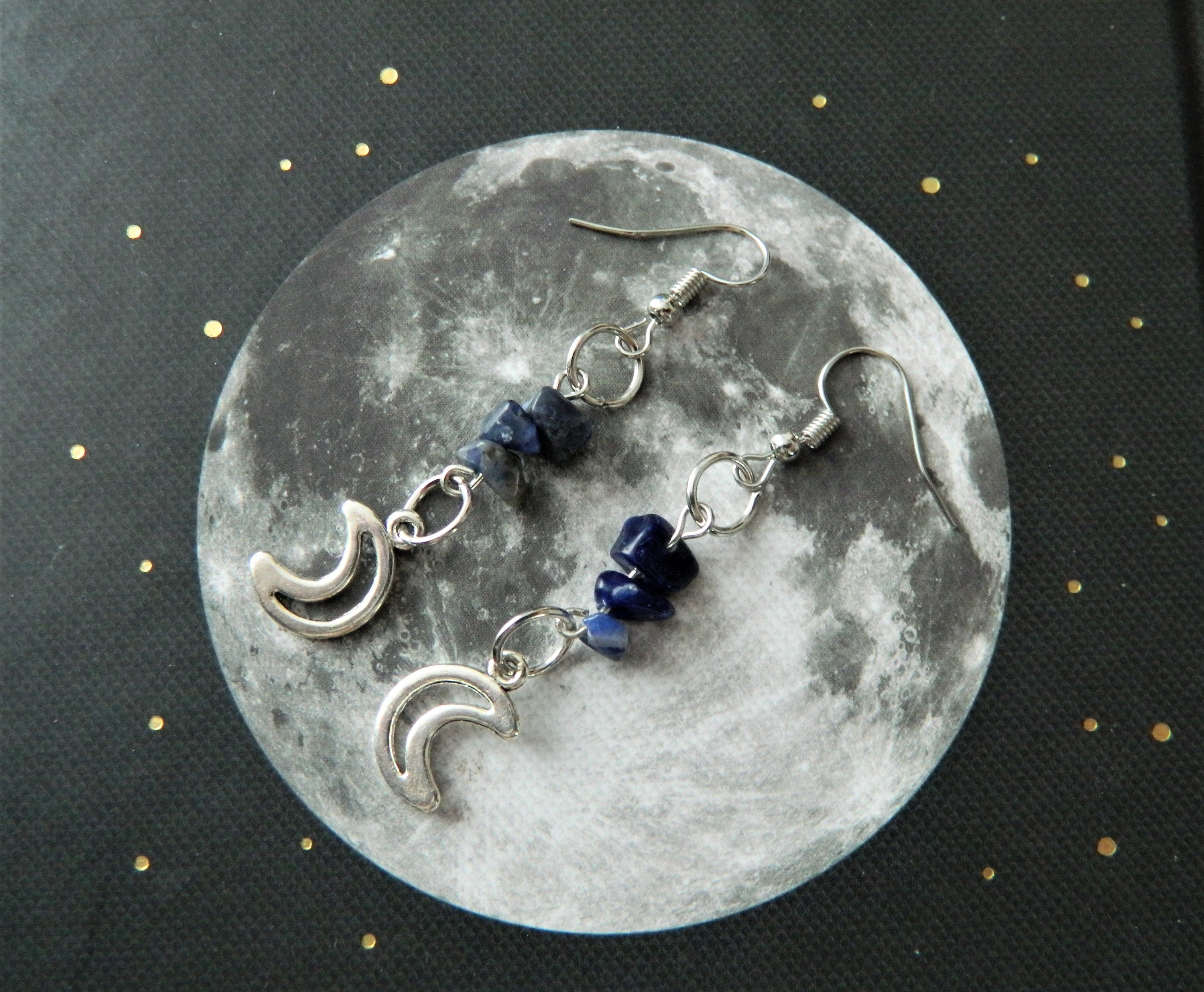 Moon earrings half moon earrings handmade earrings gemstone | Etsy
