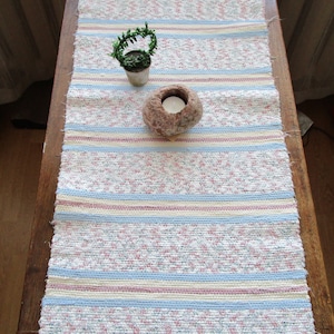 Swedish Vintage Table Runner Pastel Colors Rug Rag Runner Handmade ...