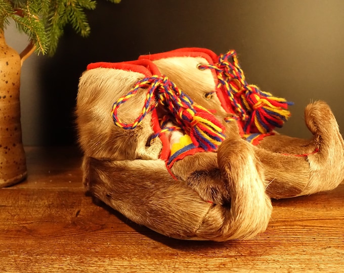 RARE Vintage OLD Saami Lapland Shoes Reindeer Fur Boots Sami Boots Sami ...