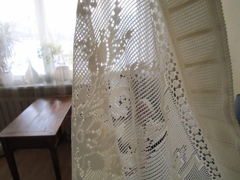 Beautiful Lace Window Valance Curtain Vintage Cream White - Etsy
