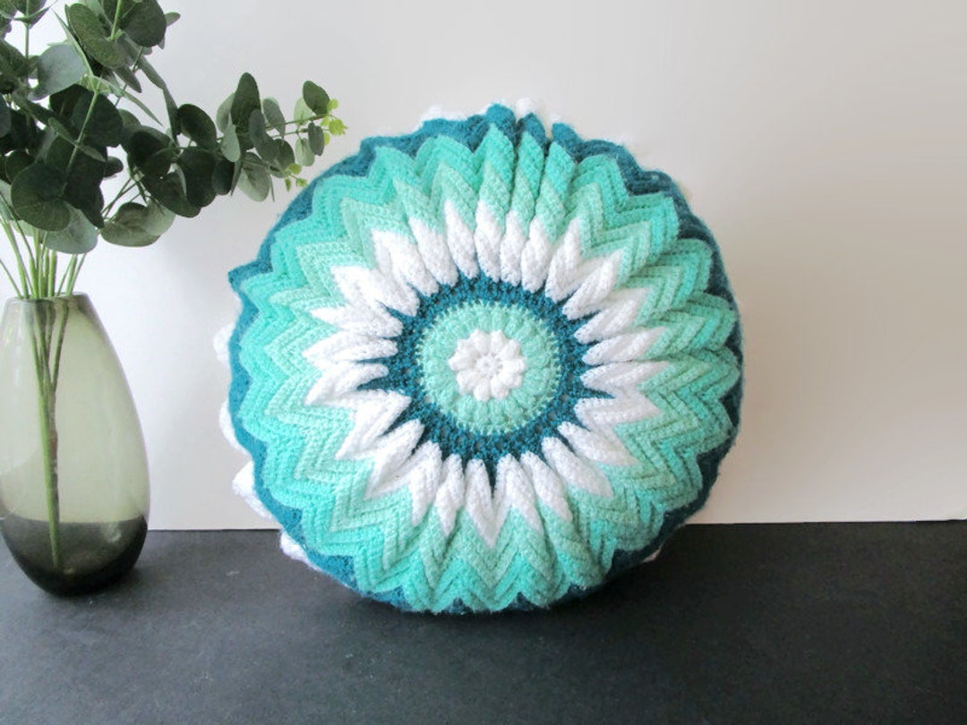 Very Beautiful Swedish Crochet Round Cushion Decorative Pillow Boho ...