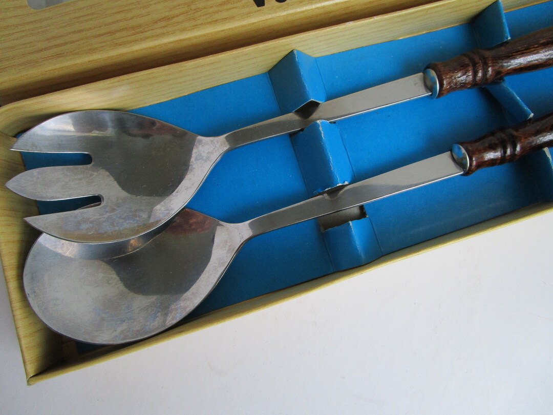Elegant Vintage Serving Spoons Mid Century Modern Danish Design Salad ...