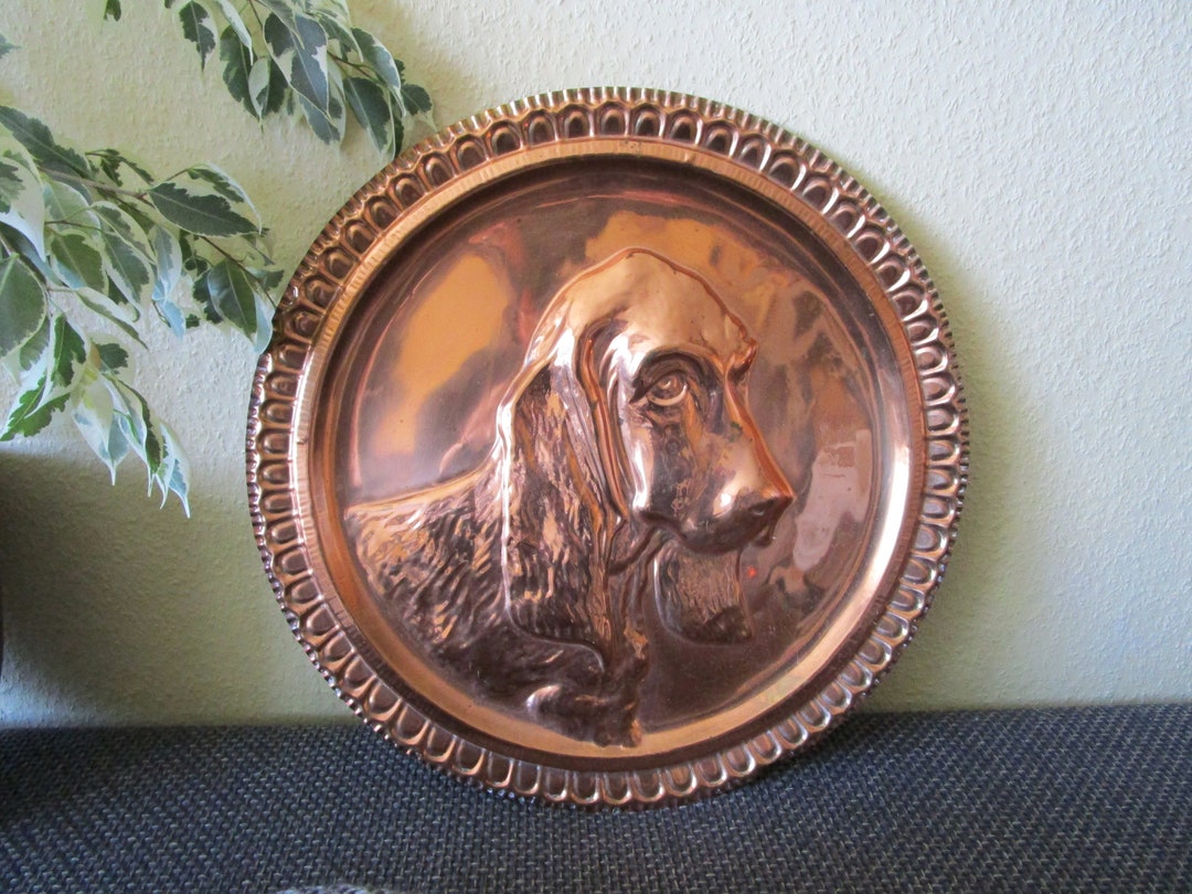 Vintage Swedish Hand Made Copper Plate Wall Hanging Dog Spaniel Wall ...