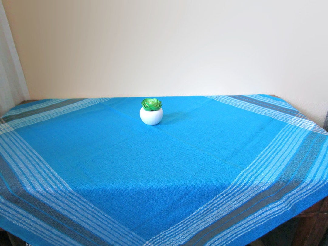 Finnish Vintage Table Cloth Blue Table Cloth Woven Table Cloth ...