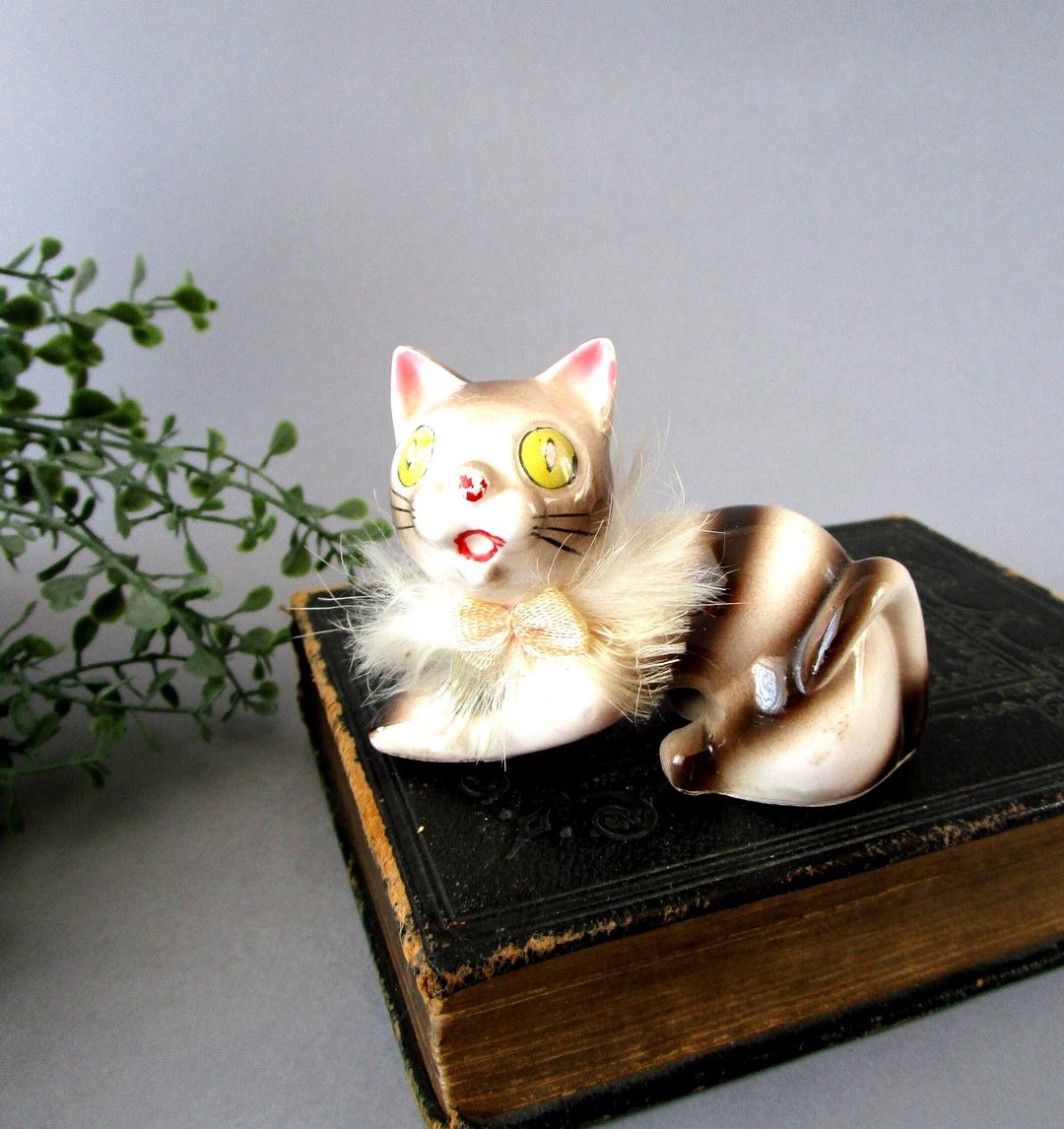 Vintage 60s Kitsch Ceramic Cat Figurine Collectible Cats Retro Statue ...