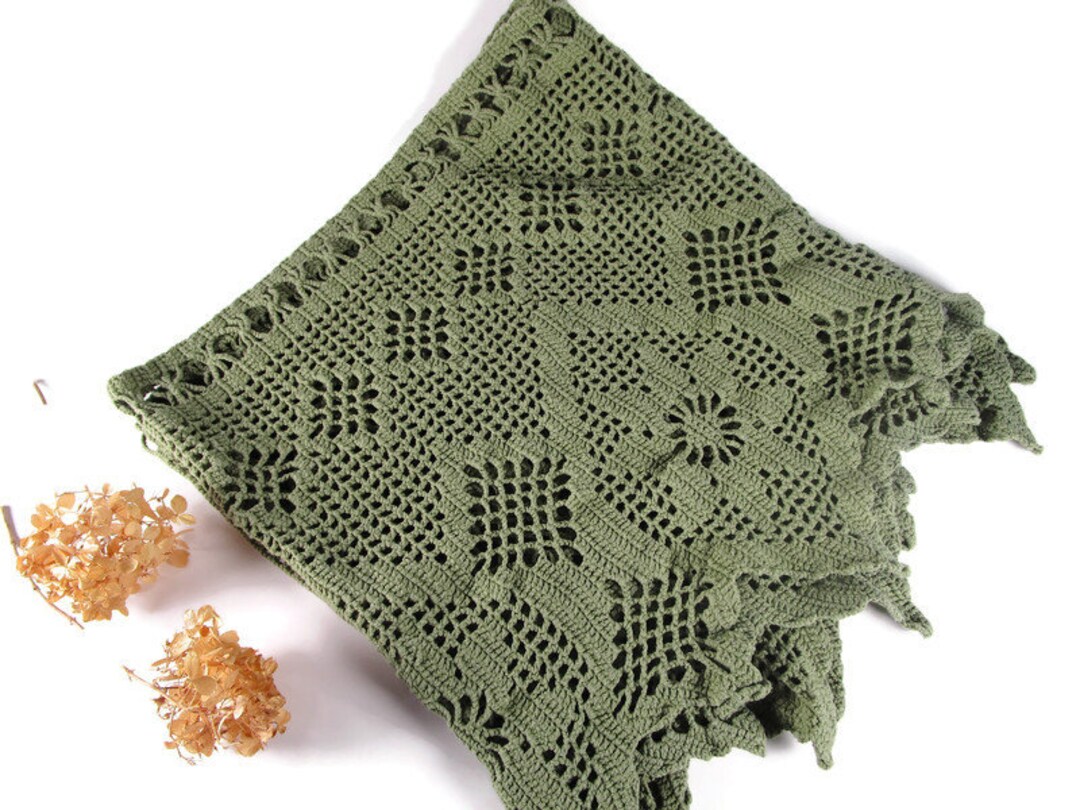 Hand Crochet Green Lace Valance Crochet Curtain Swedish Hand Crochet ...