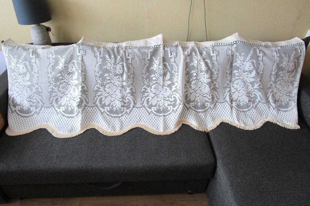 Vintage French Lace Window Valance Curtain Cream White Classic Curtains ...