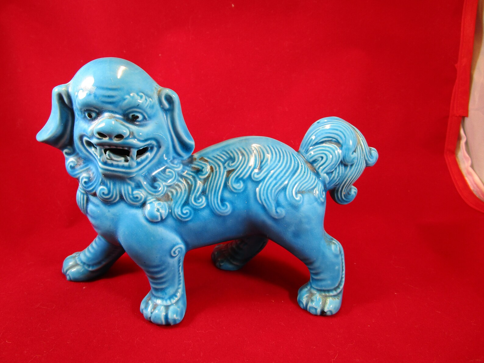 Pair of Turquoise Standing Blue Foo Dog Figurines Porcelain - Etsy