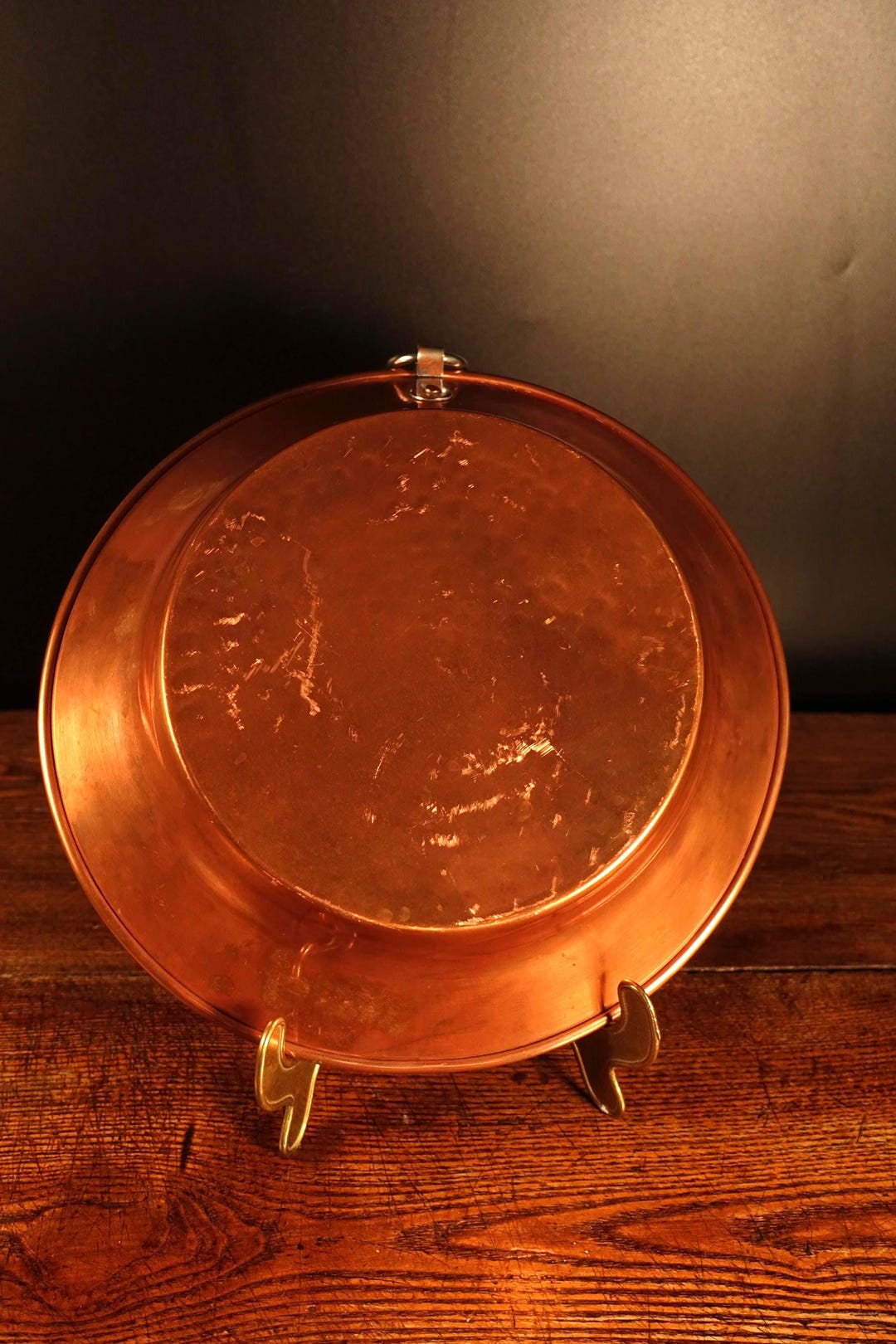Beautiful Vintage Copper Plate Bowl With Ring Handle Scandinavian ...