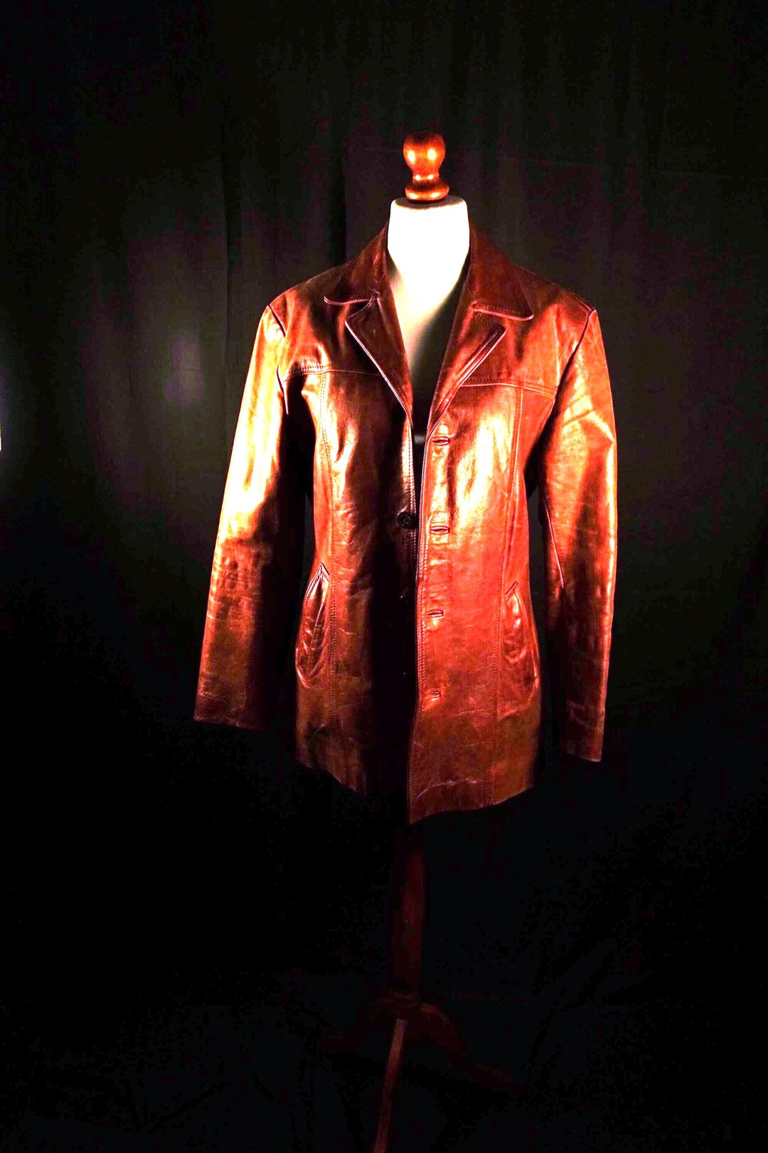 90s Vintage AVIATRIX Genuine Leather Jacket Brown Blazer Size: M Medium ...