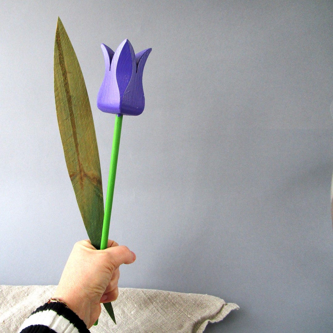 Single Large 13.7" Swedish Vintage Handmade Purple Wooden Tulip Wood ...