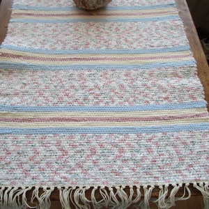Swedish Vintage Table Runner Pastel Colors Rug Rag Runner Handmade ...