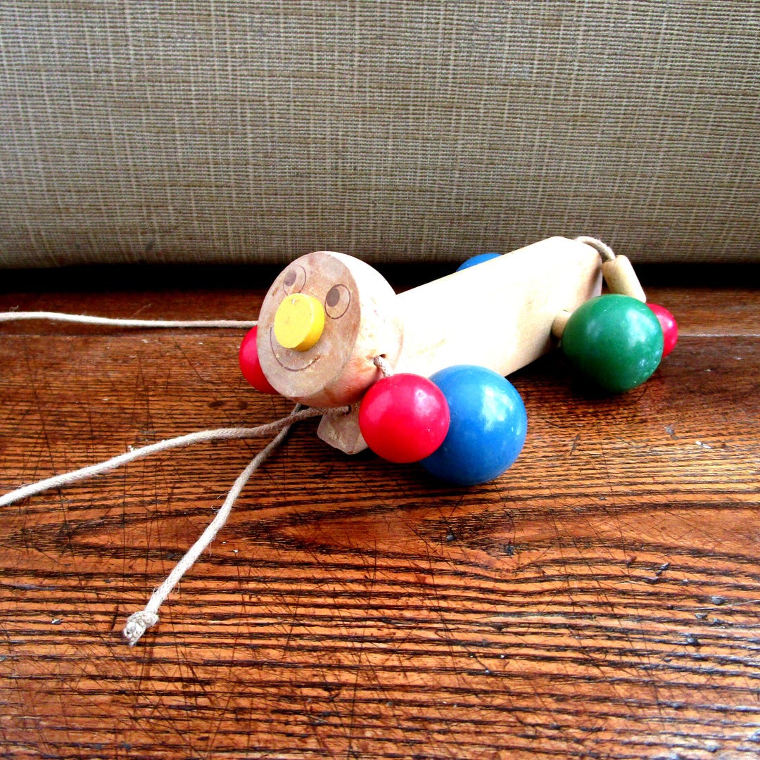 Vintage AARIKKA Finland Wooden Pull Toy Dog, Wooden Wood Toys ...