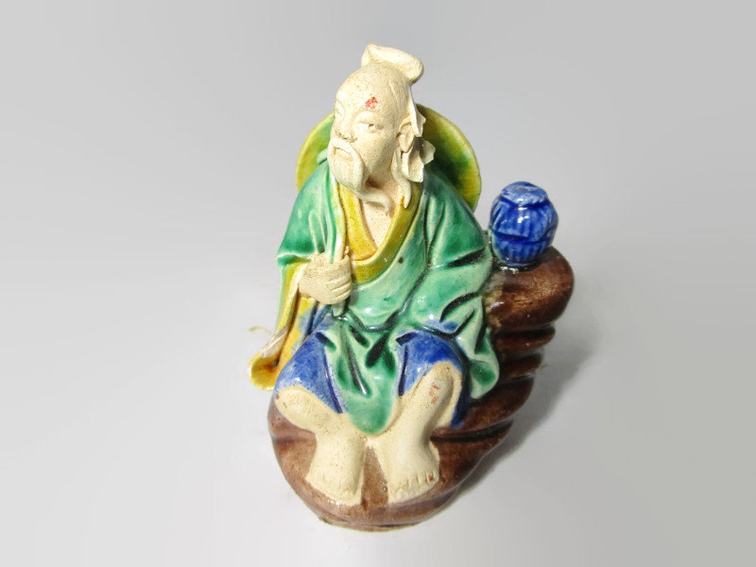 Vintage Chinese Mudman Figurine Collectible Asian Art Ceramic Shekwan ...