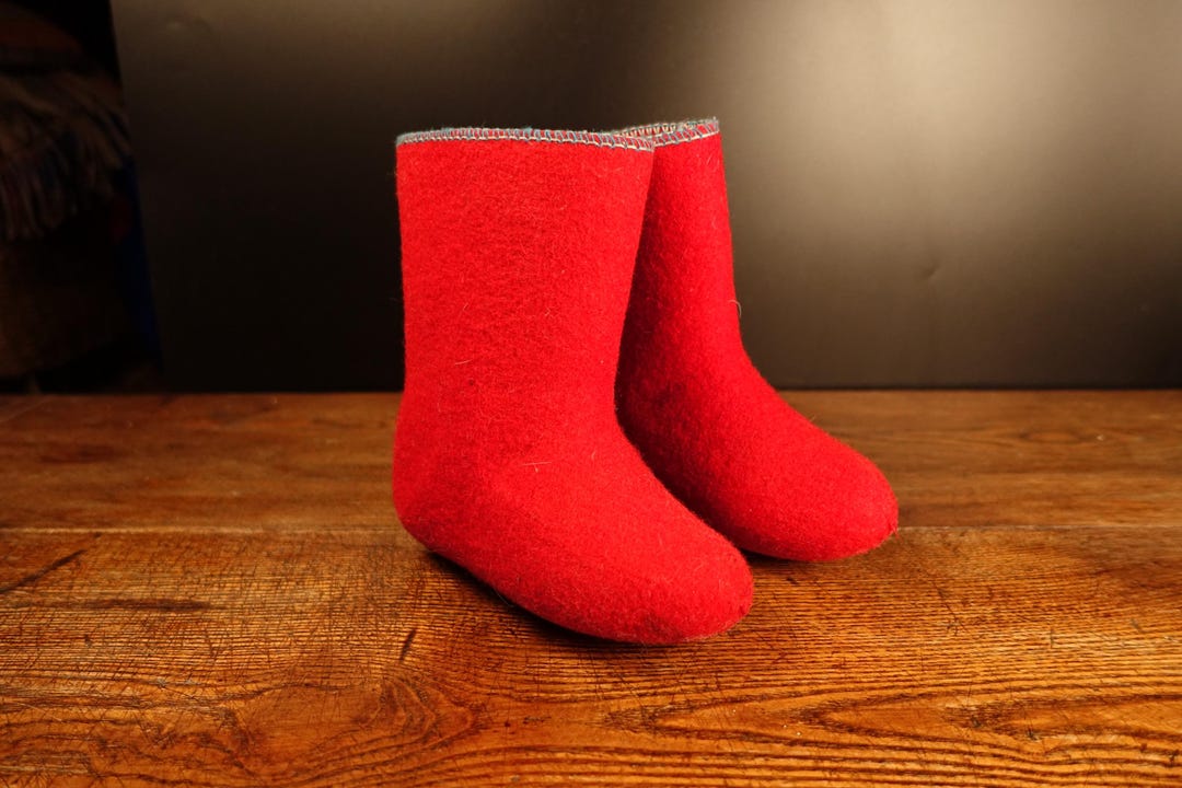 Vintage Red Wool Felt Boots Made in Finland Warm Winter Boots Snow ...