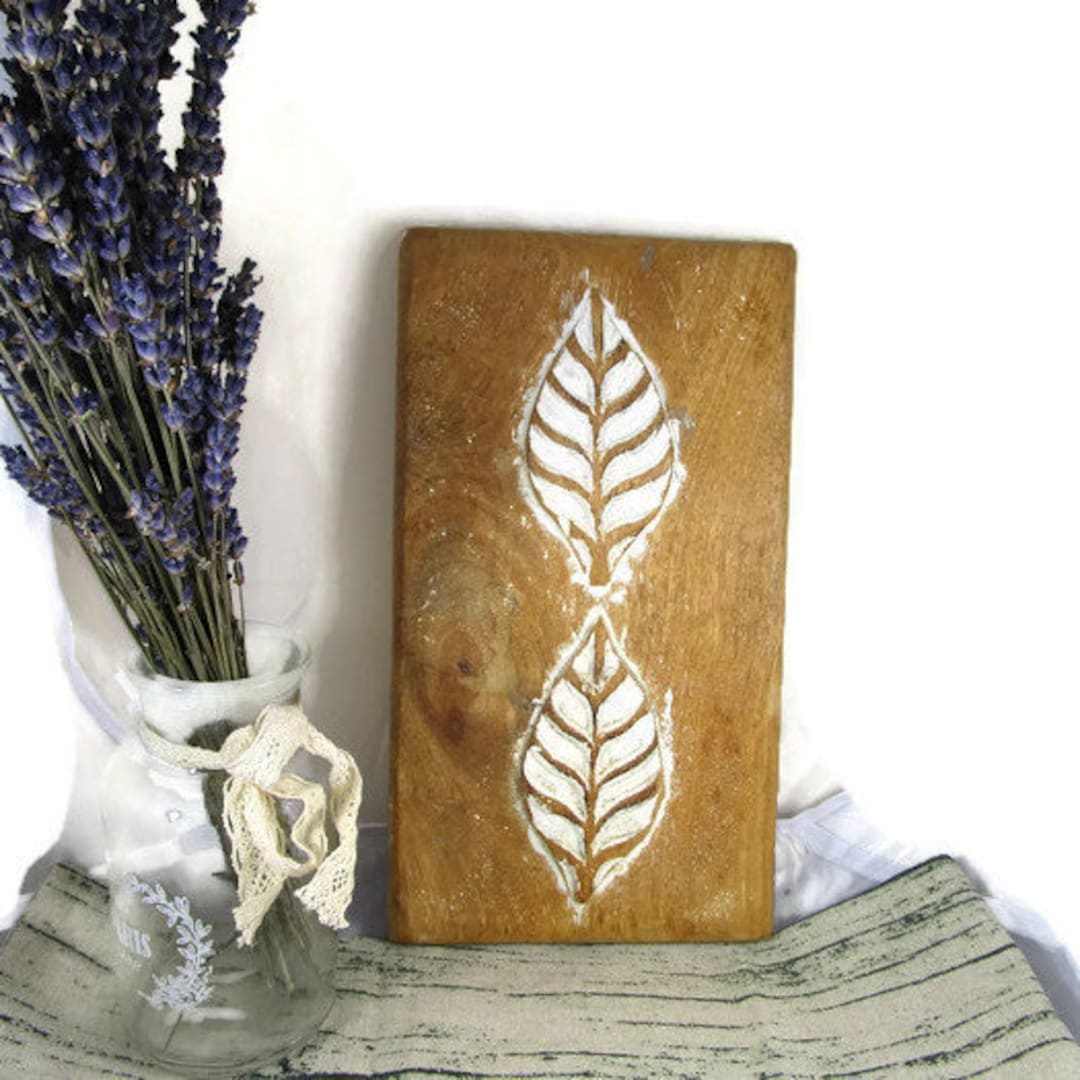 Shabby Chic Wooden Wall Decor Wood Plaque Leaf Pattern Rustic Boho ...