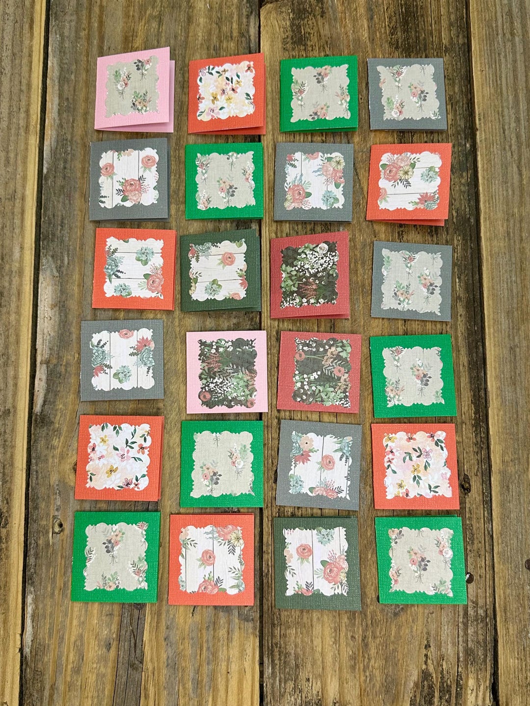 24 Rustic Floral Handmade 2x2 Inch Blank Cards - Etsy