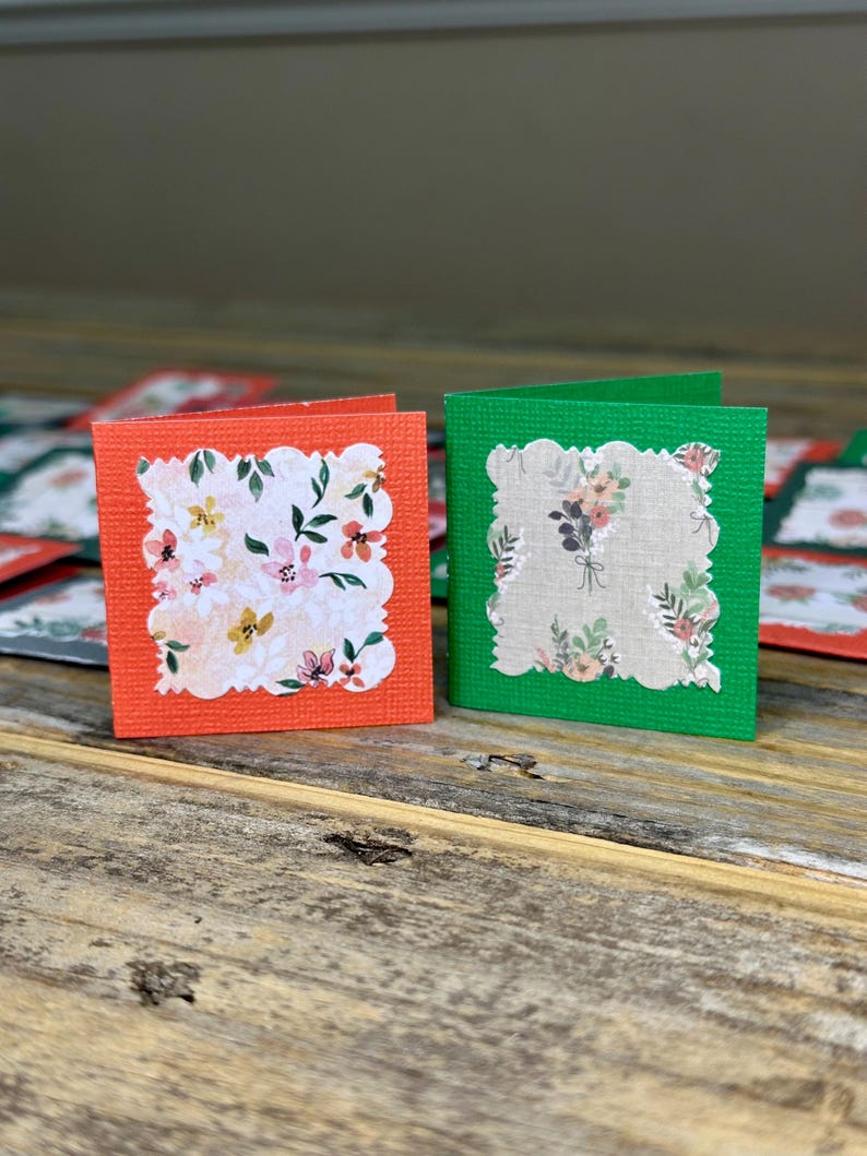 24 Rustic Floral Handmade 2x2 Inch Blank Cards - Etsy