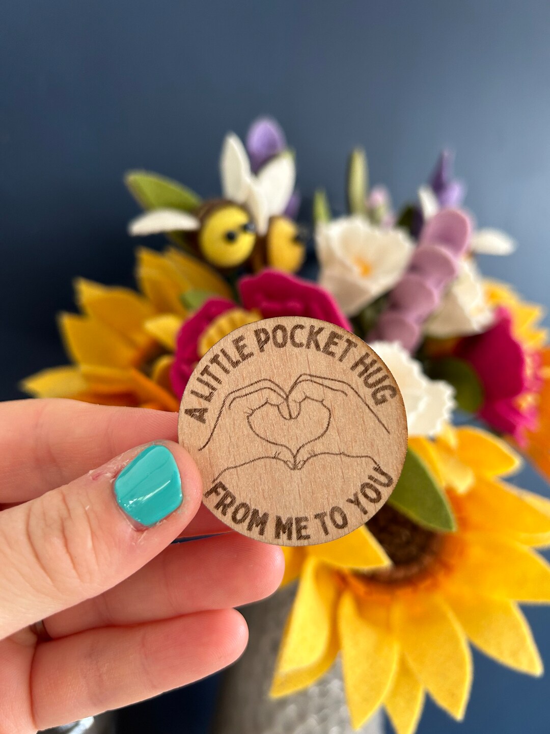 Pocket Hug Token - 2 Designs Available. Bear and Heart. - Etsy