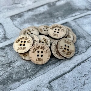 Personalised Wooden Buttons in a Range of Sizes. Customise Your ...