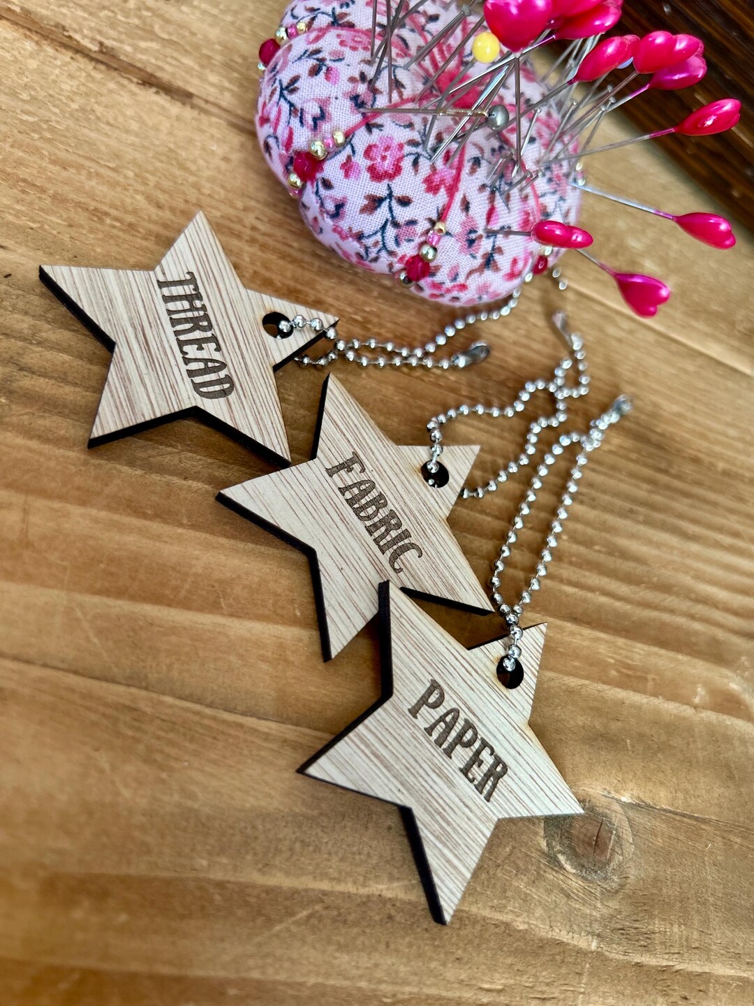 Set of 3 Star Scissors Tags | Wooden Gift for a Crafter | Sewing ...