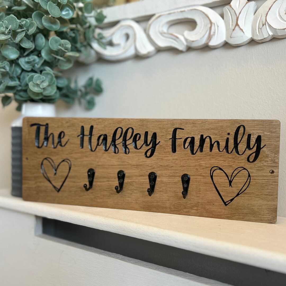 Personalised Key Hook | Personalised | Engraved Carved Wood - Etsy