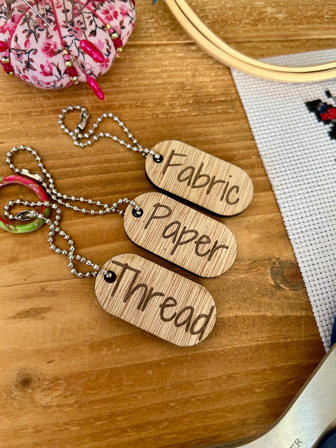 Set of 3 Bold Scissor Fobs | Wooden Gift for a Crafter | Sewing ...