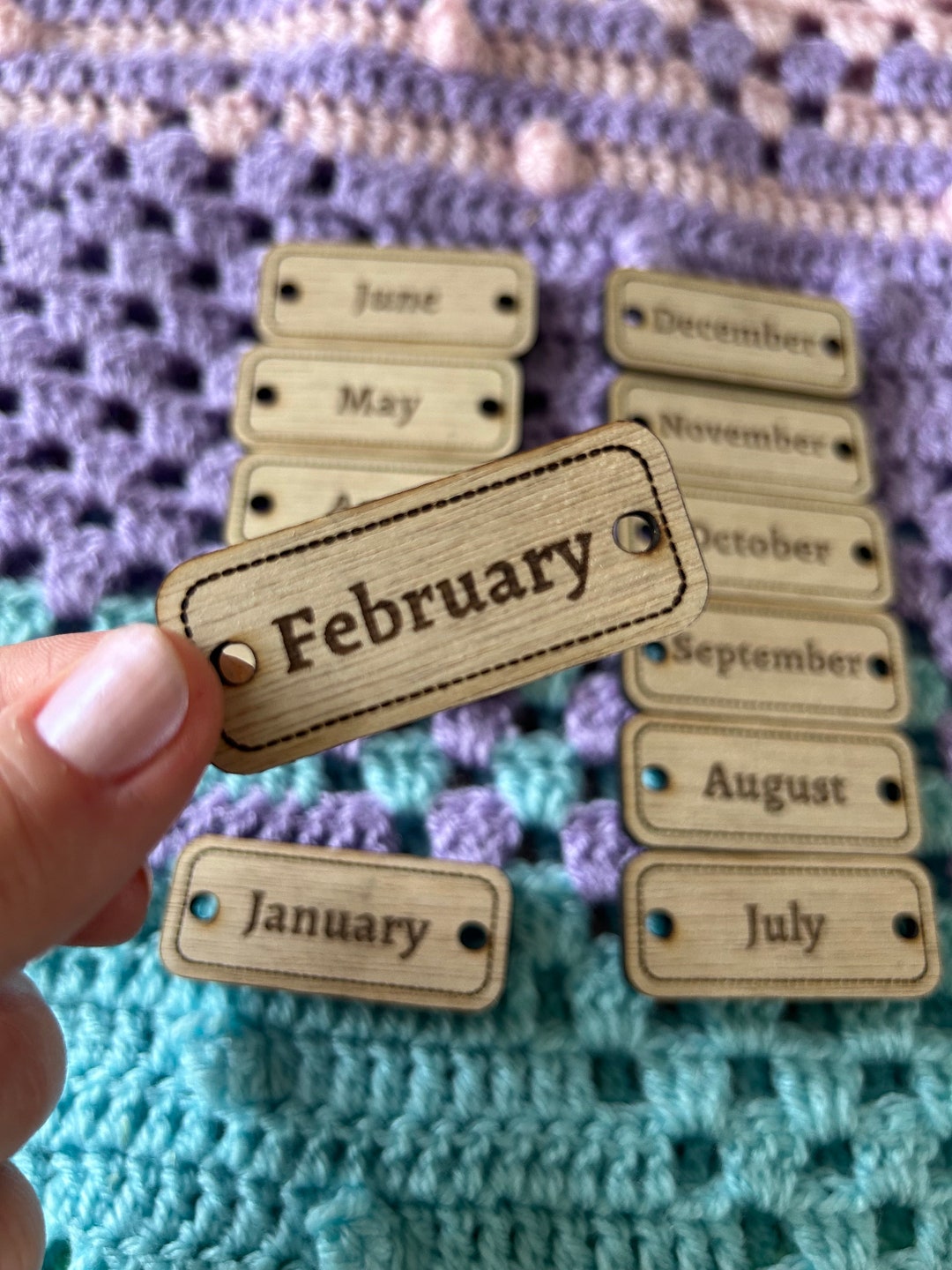 Wooden Month Buttons for Temperature Blanket - 12 Months - Etsy