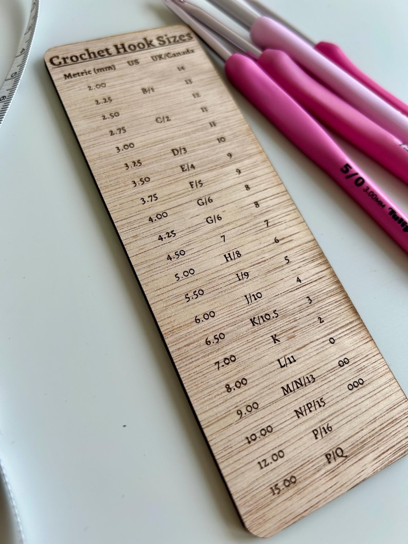 Uk/us/canada Metric (mm) Crochet Hook Size Conversion Chart Card - Etsy