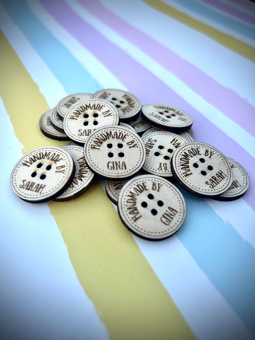 Personalised Wooden Buttons in a Range of Sizes. Customise Your ...