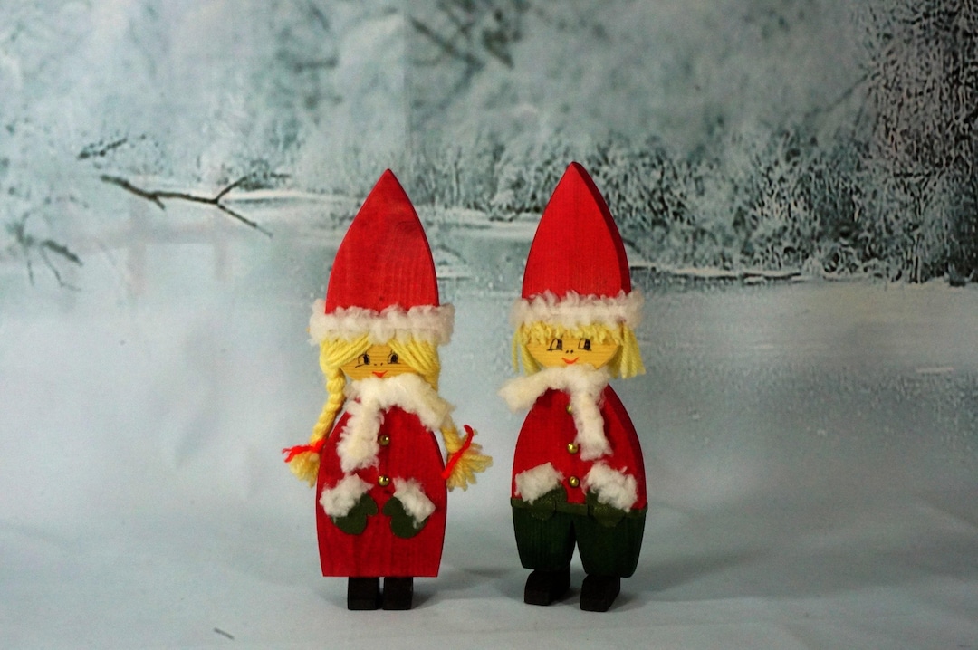 Handcrafted Wooden Tomte Gnome Boy and Girl| Nordic Christmas| Elf ...