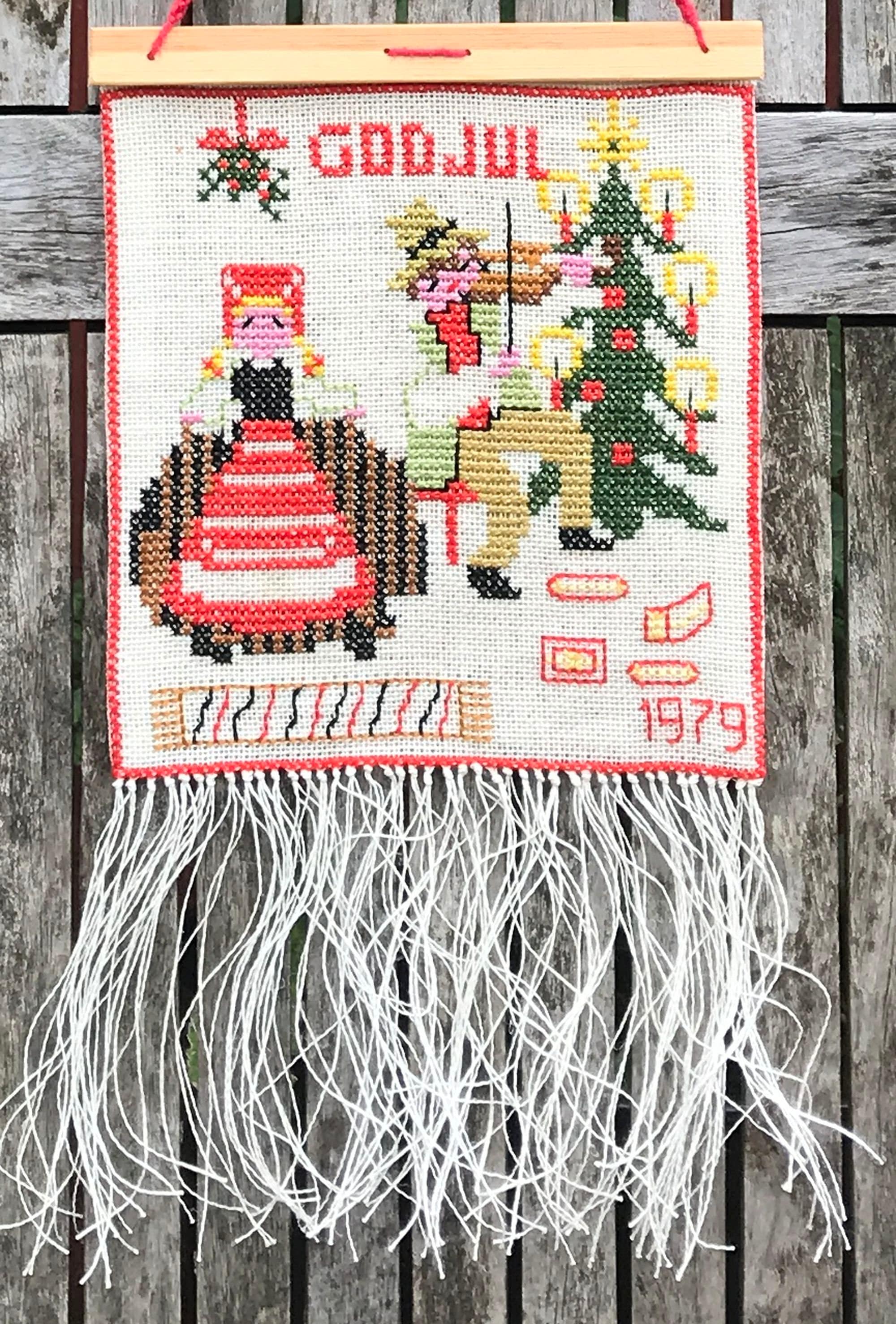 Merry Christmas God Jul Cross Stitch Picture 1970s Nordic - Etsy Canada