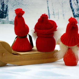 Set of 3 Handcrafted Wooden Gnomes Made in Sweden Nordic Christmas Elf ...