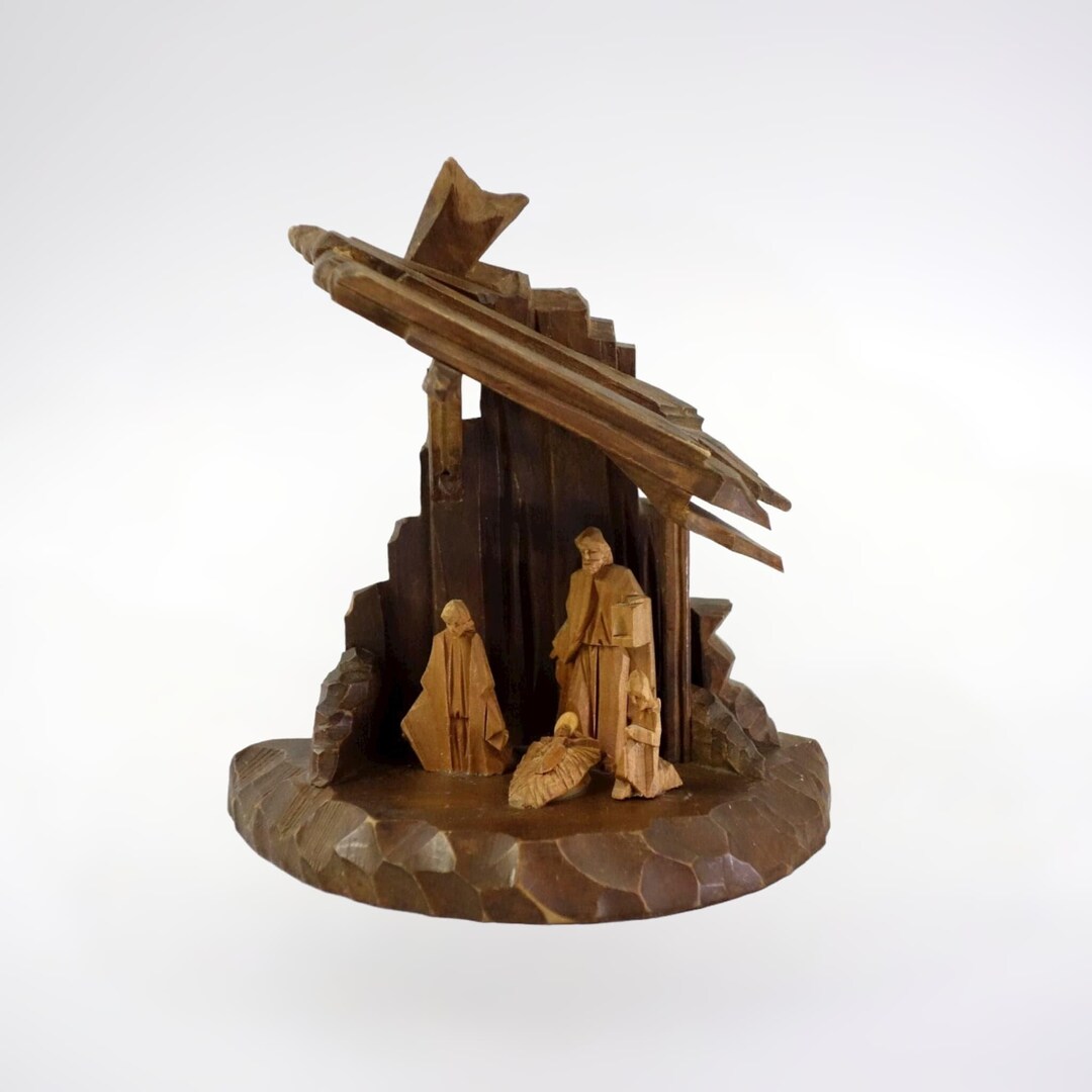 Hand-carved Wooden Nativity Scene, Holy Family Figurines, Baby Jesus ...