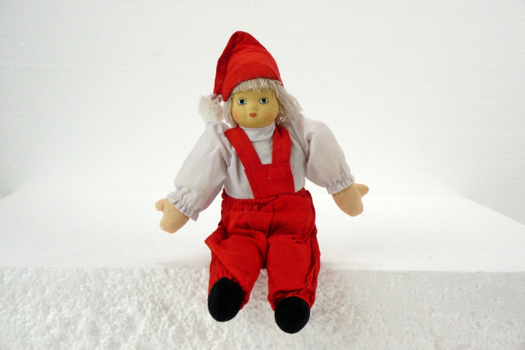 Sitting Tomte Boy Figurine With Porcelain Head Scandinavian Ornament ...