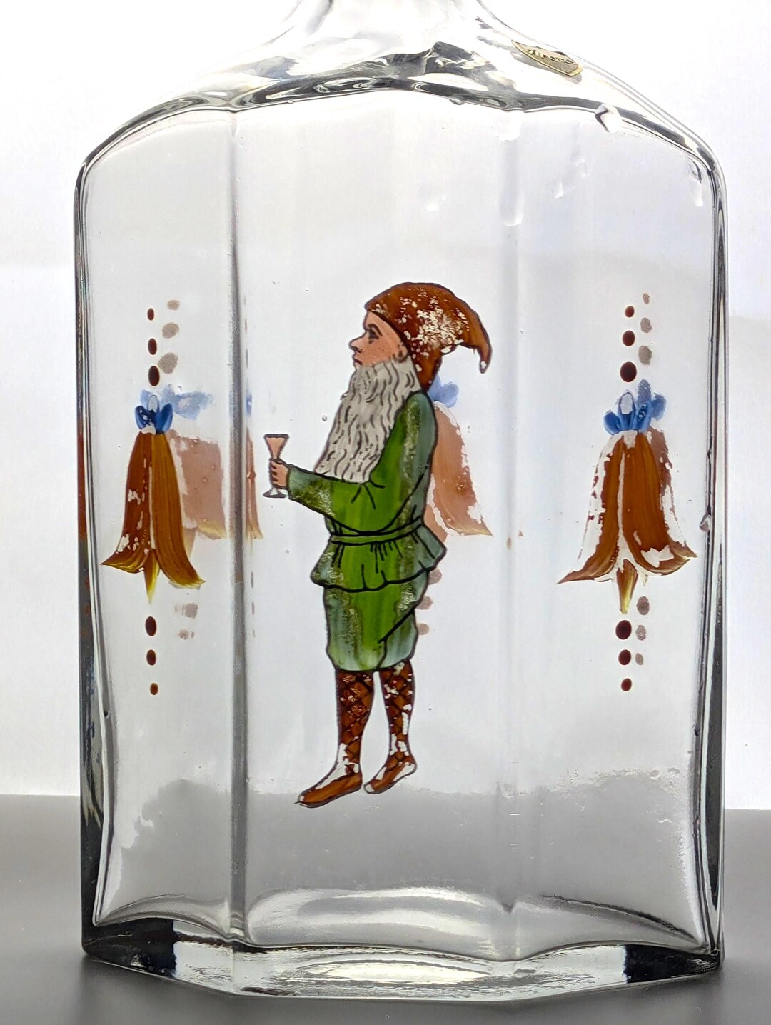 Old Swedish Glass Carafe W Hand Painted Christmas Motif Åfors Sweden ...