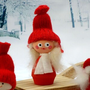 Set of 3 Handcrafted Wooden Gnomes Made in Sweden Nordic Christmas Elf ...