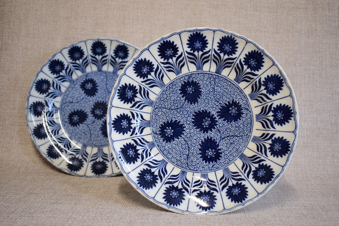 Antique English Minton Flow Blue Transferware Floral Porcelain Plate, C ...