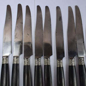 French Antique Set of 12 Ebony Handle Dinner Knife, 19th.c Knives ...