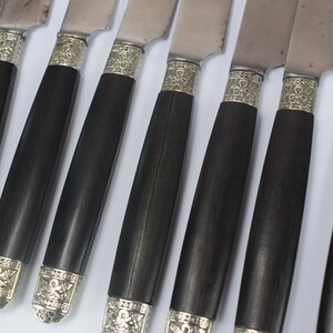 French Antique Set of 12 Ebony Handle Dinner Knife, 19th.c Knives ...