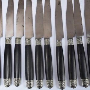 French Antique Set of 12 Ebony Handle Dinner Knife, 19th.c Knives ...